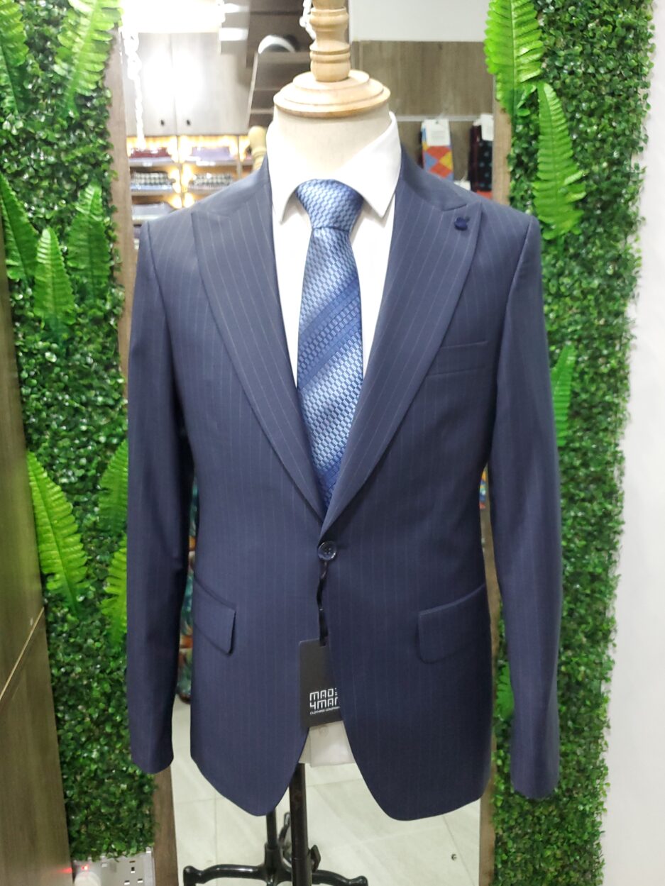 Two Piece Navy Blue Stripe Suit – Madeforman